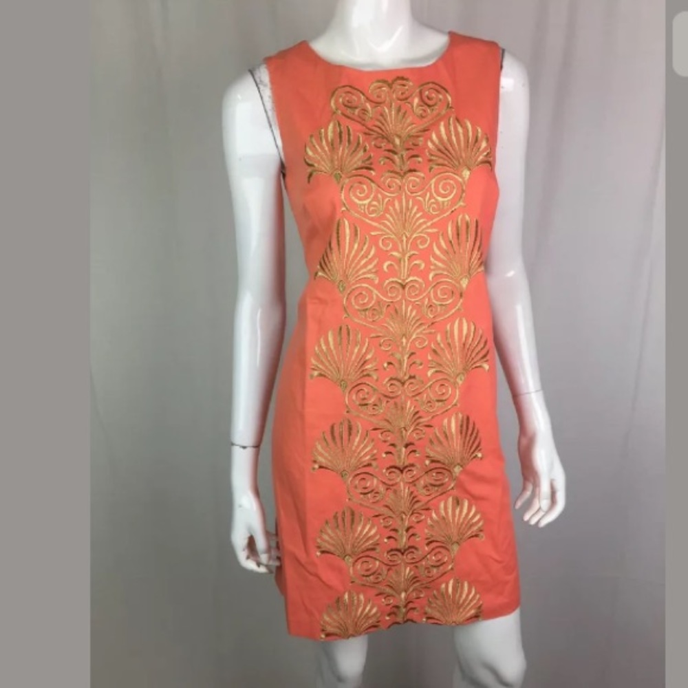 Beth Bowley Metallic Embroidered Sheath Dress - Gem